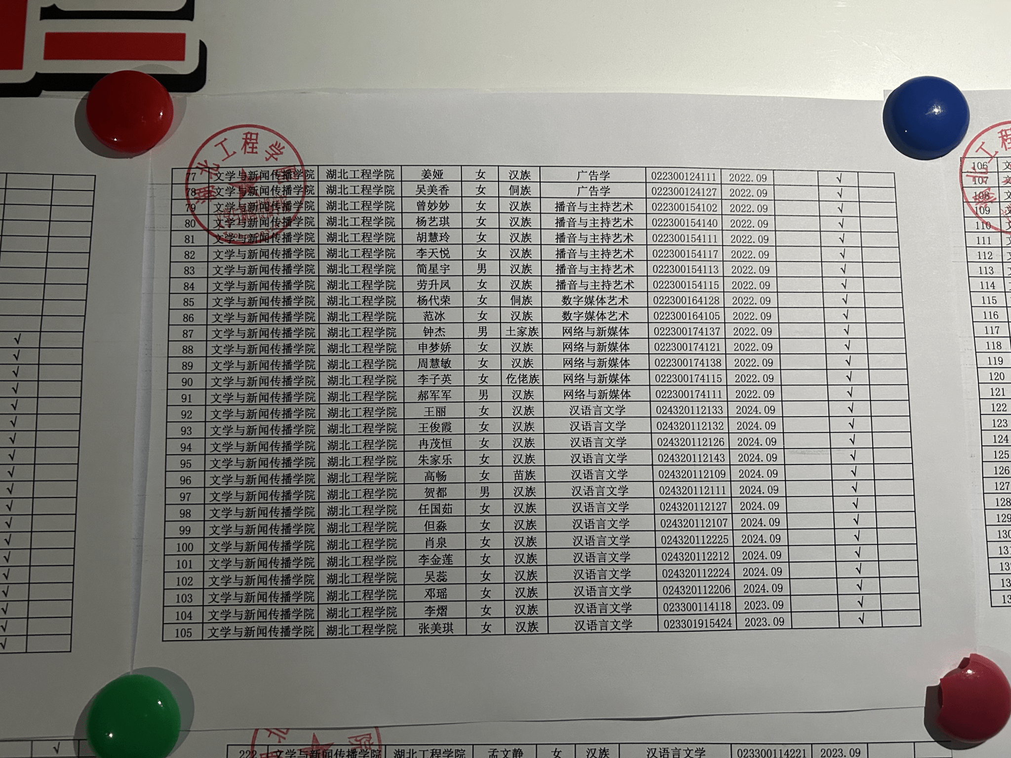 2024-2025学年国家励志奖学金、2025-2026学年国家助学金获得学生名单公示-文学与新闻传播学院